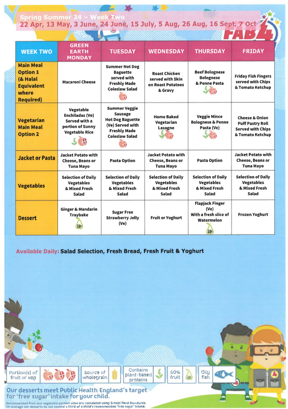 Wexham Court Primary - Lunch Menus